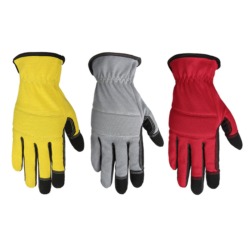 Breathable touchscreen synthetic work leather glove