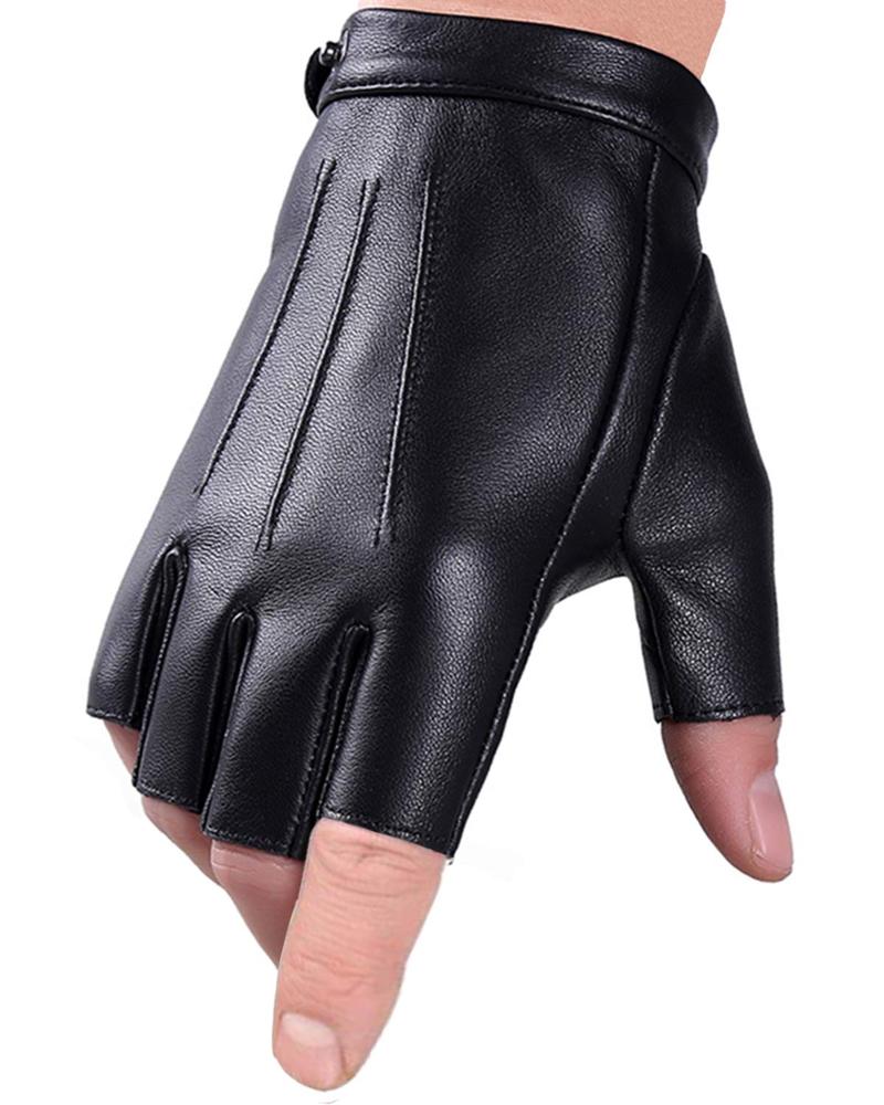 Faux polyurethane pu fingerless leather gloves