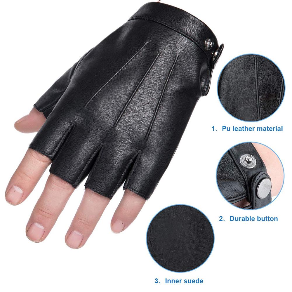 Faux polyurethane pu fingerless leather gloves